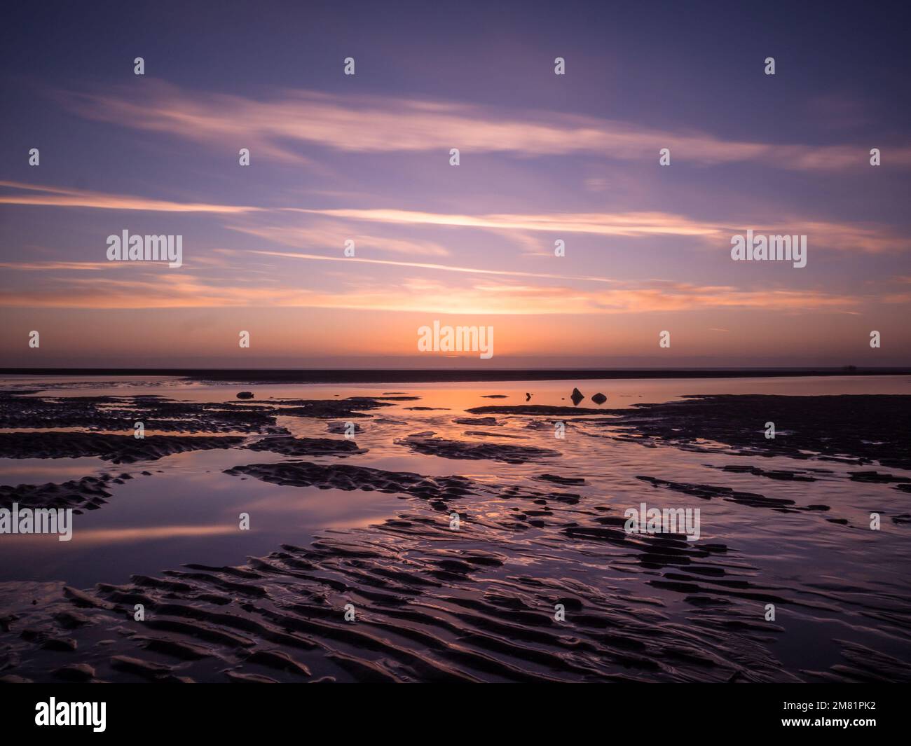 Blackpool Beach Sunset Stock Photo - Alamy