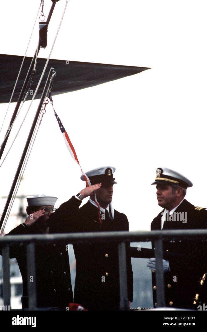 Lieutenant Commander William Stone (right), navigator, and members of ...