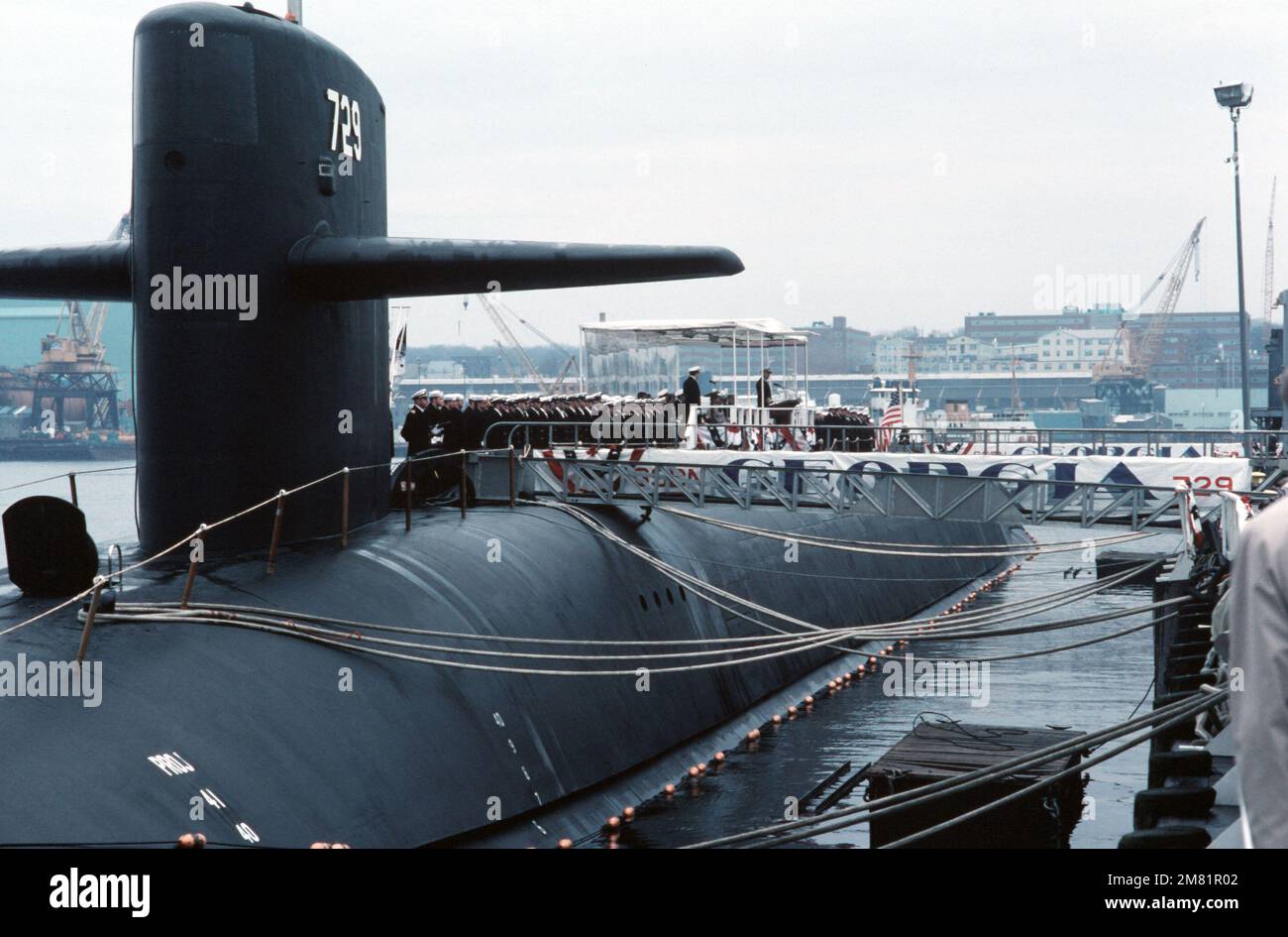 A port side view of the nuclear-powered strategic missile submarine USS GEORGIA (SSBN 729 ...