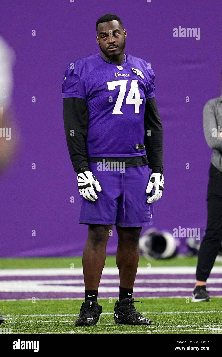Minnesota Vikings guard Olisaemeka Udoh (74) stands on the field during ...