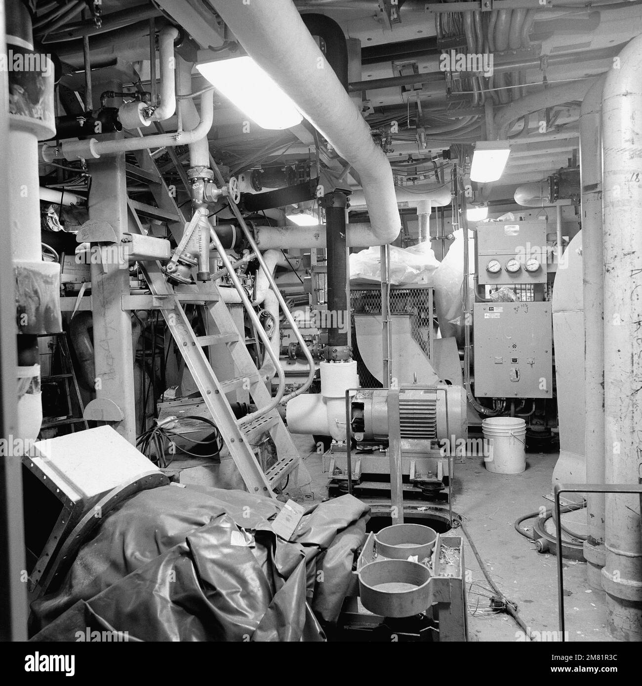 An interior view of the air conditioning room on the guided missile ...