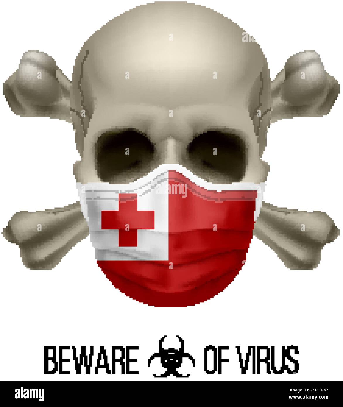 Human Skull with Crossbones and Surgical Mask in the Color of National ...