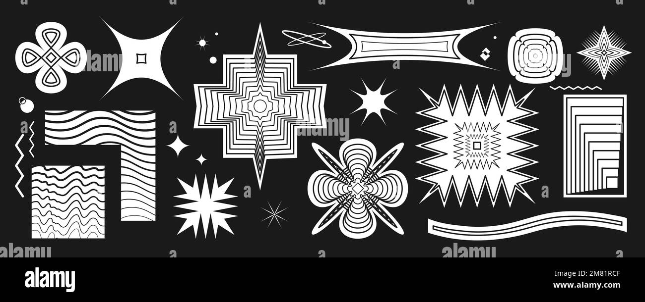 Geometric psychedelic shapes in black and white based on a square ...