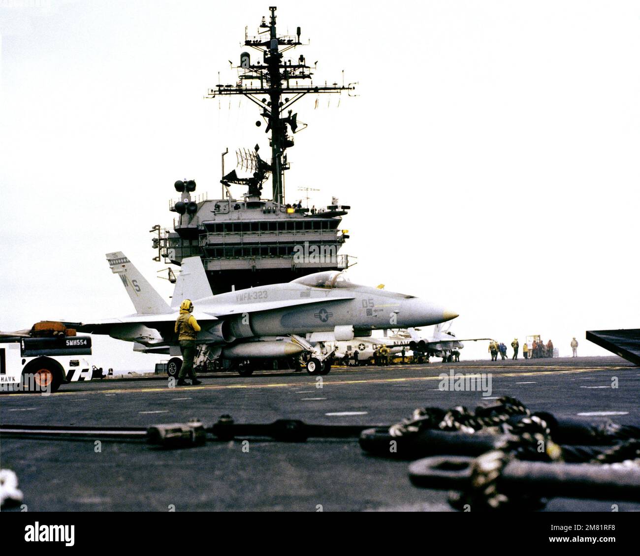 A right front view of F/A-18 Hornet aircraft from Marine Fighter Attack ...