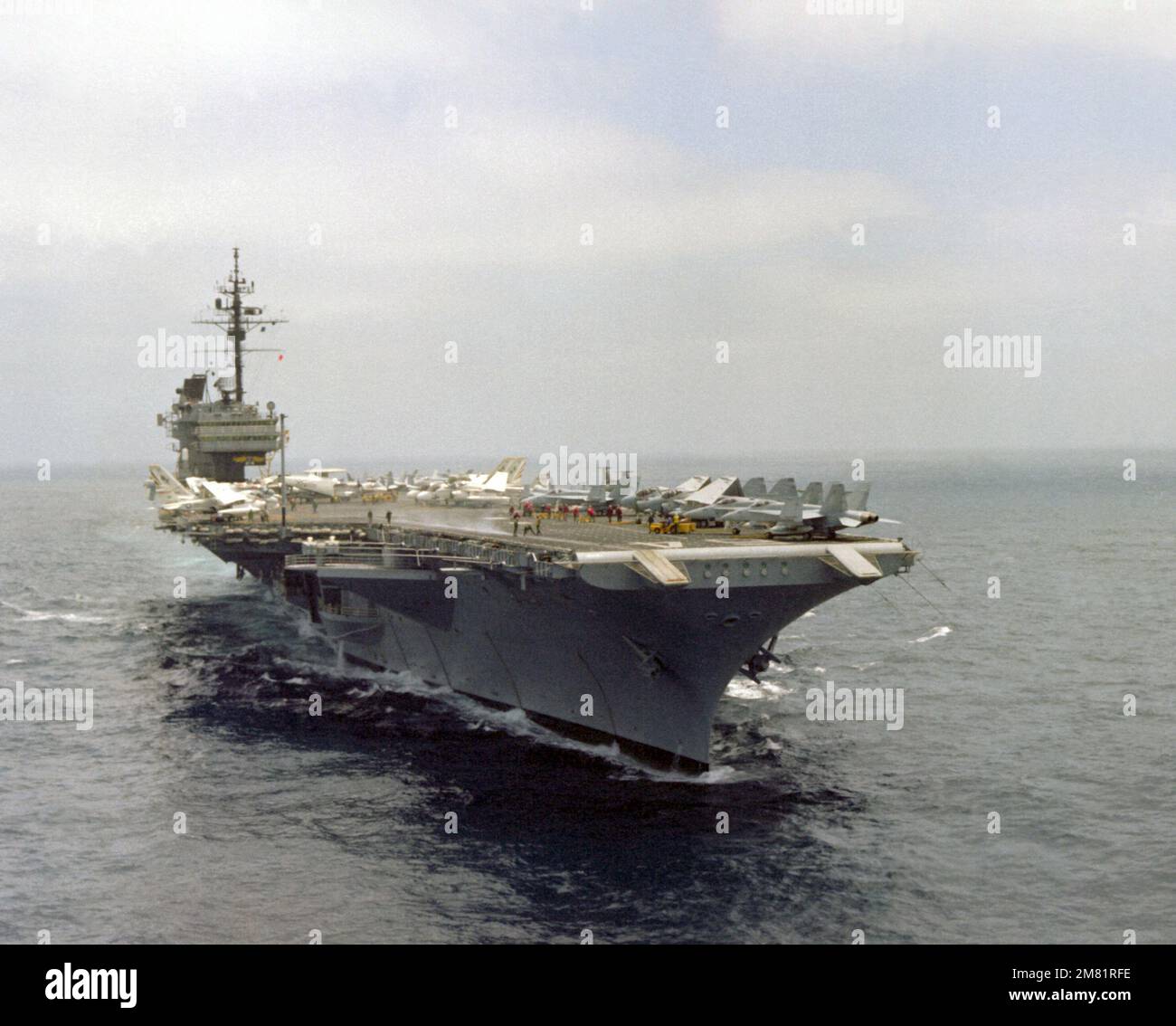 A starboard bow view of the aircraft carrier USS CONSTELLATION (CV-64 ...