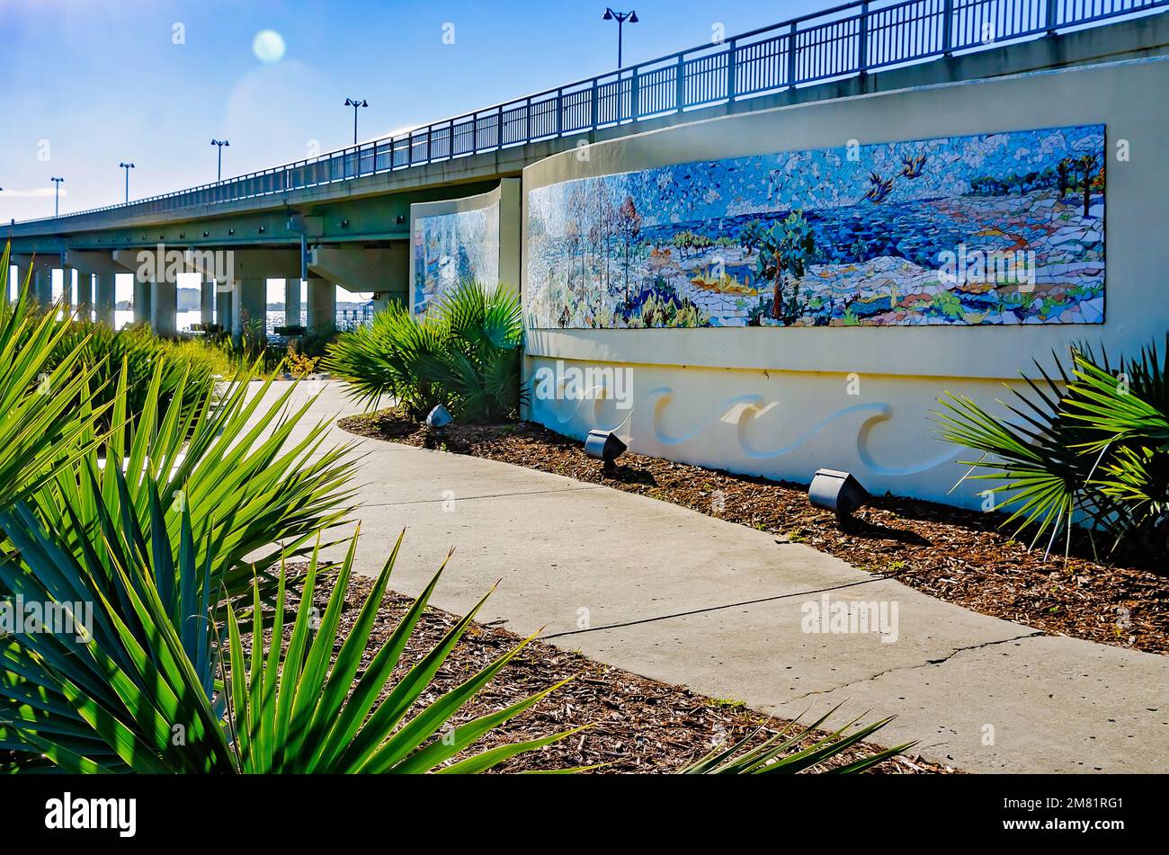 The Ocean Springs-Biloxi Bridge Mosaic Mural is pictured, Dec. 28, 2022 ...