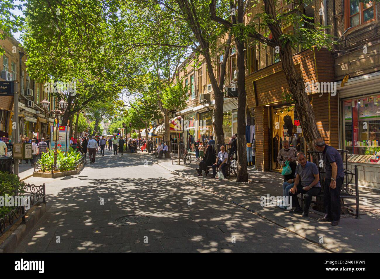 TABRIZ, IRAN - JULY 16, 2019: Pedestrian Tarbiat (Tarbiyat) street in ...
