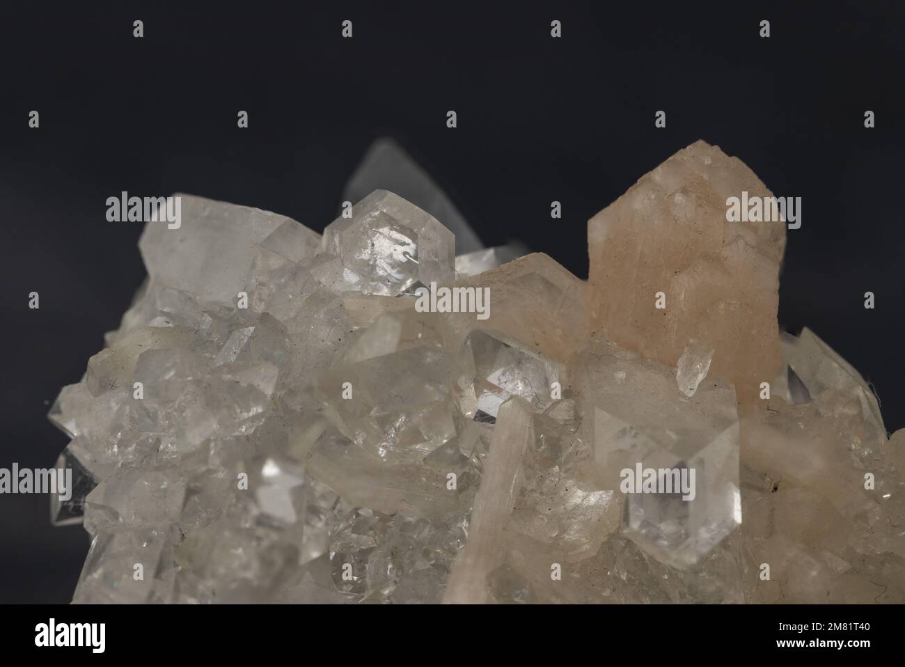 apophyllite and stilbite mineral sample on black background Stock Photo ...