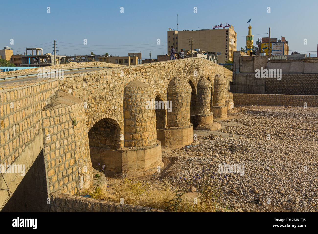 SHIRAZ, IRAN - JULY 8, 2019: Esfahan Gate Bridge over Khoshk river in ...