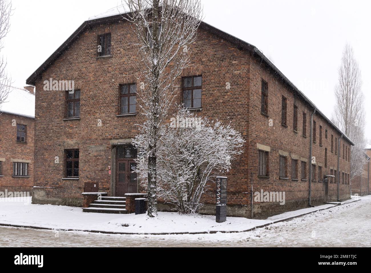 Auschwitz concentration camp - Exterior of one of the many buildings ...