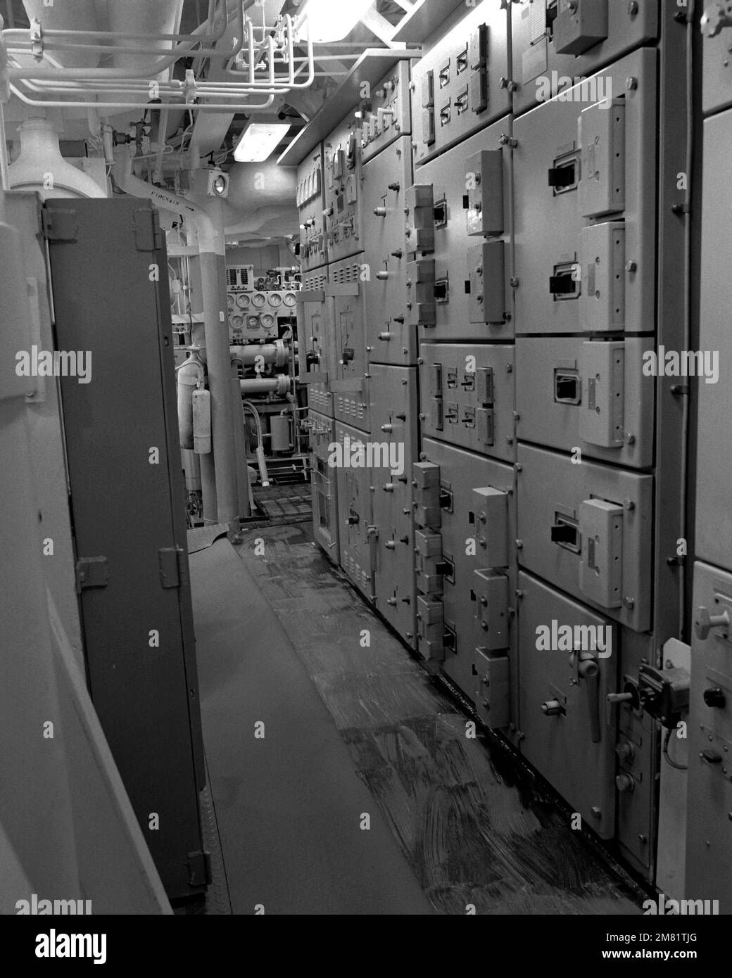 The upper level auxiliary machinery room No. 2 aboard the guided ...