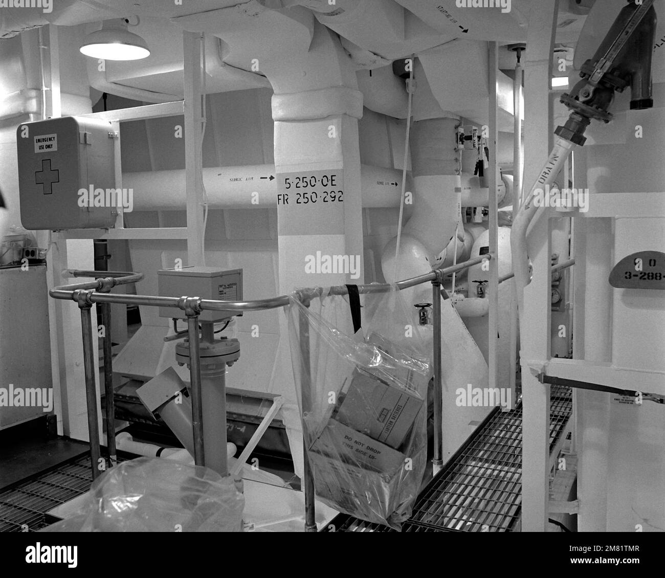 The upper level engine room aboard the guided missile frigate ROBERT G ...
