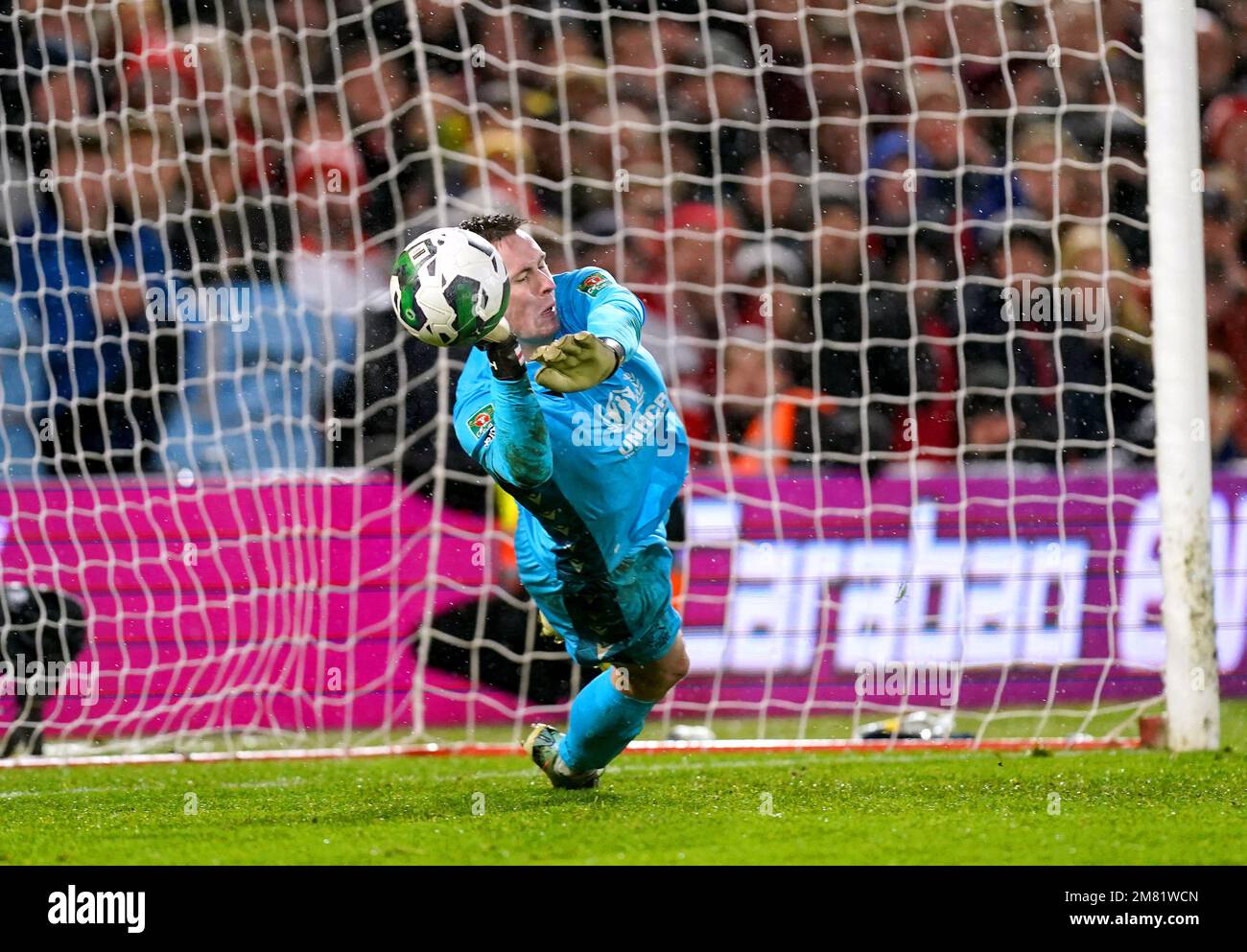 Nottingham Forest goalkeeper Dean Henderson saves a penalty from ...