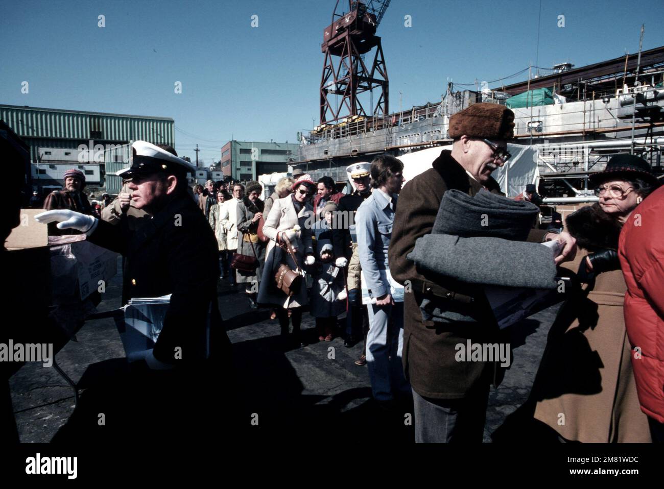 Guests arrive at the Bath Iron Works shipyard to attend the ...