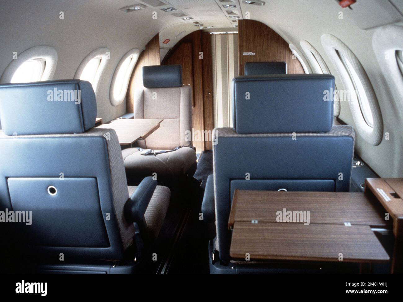 An interior view of a Military Airlift Command C-21A Learjet aircraft ...
