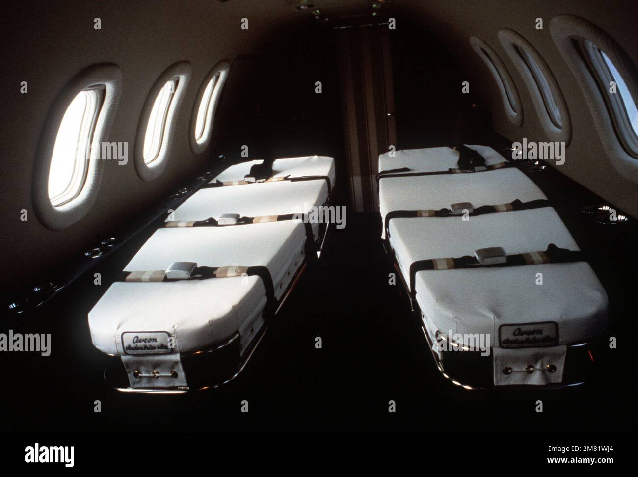 An interior view of a Military Airlift Command C-21A Learjet aircraft ...