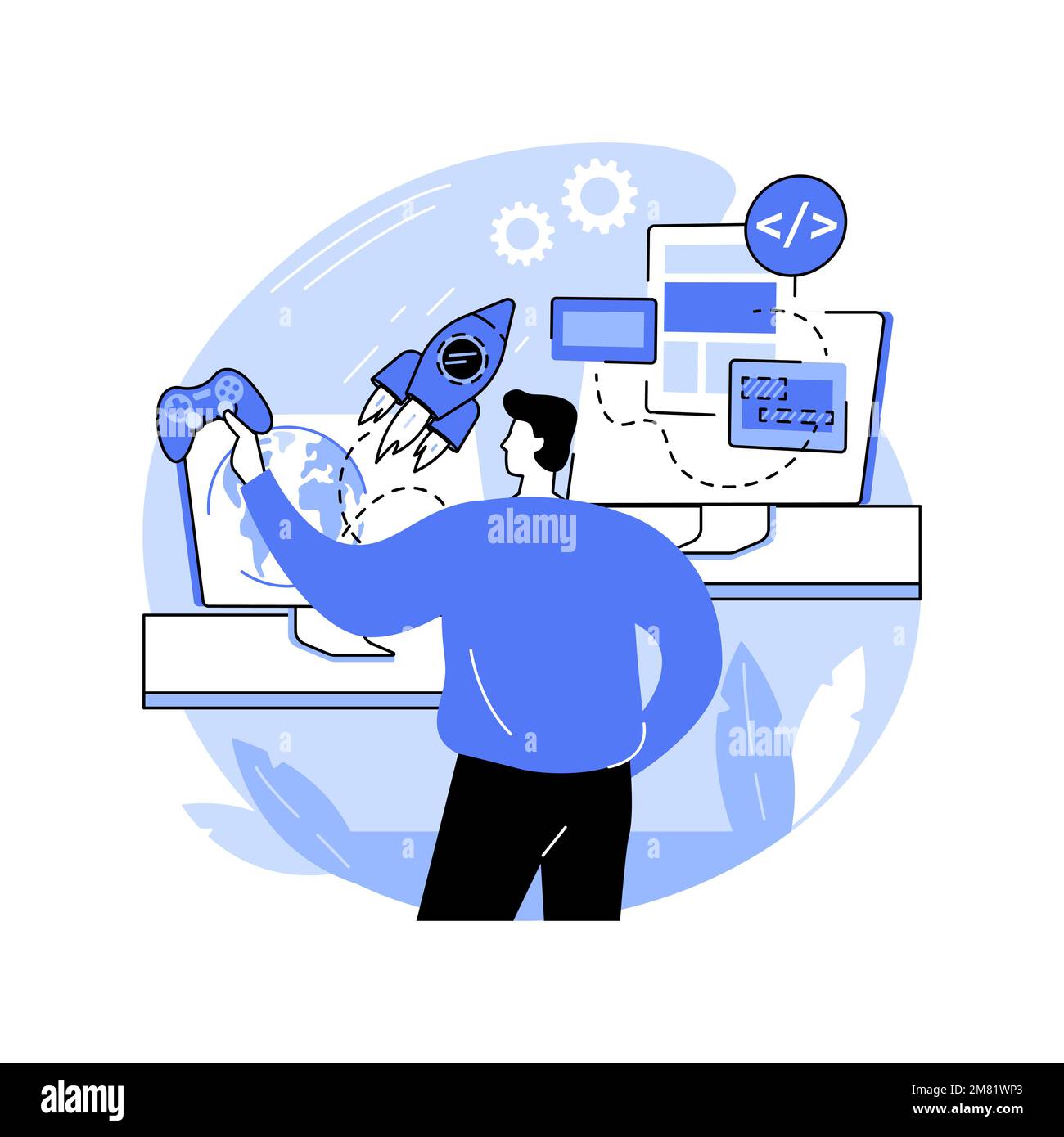 Online game development isolated cartoon vector illustrations Stock ...