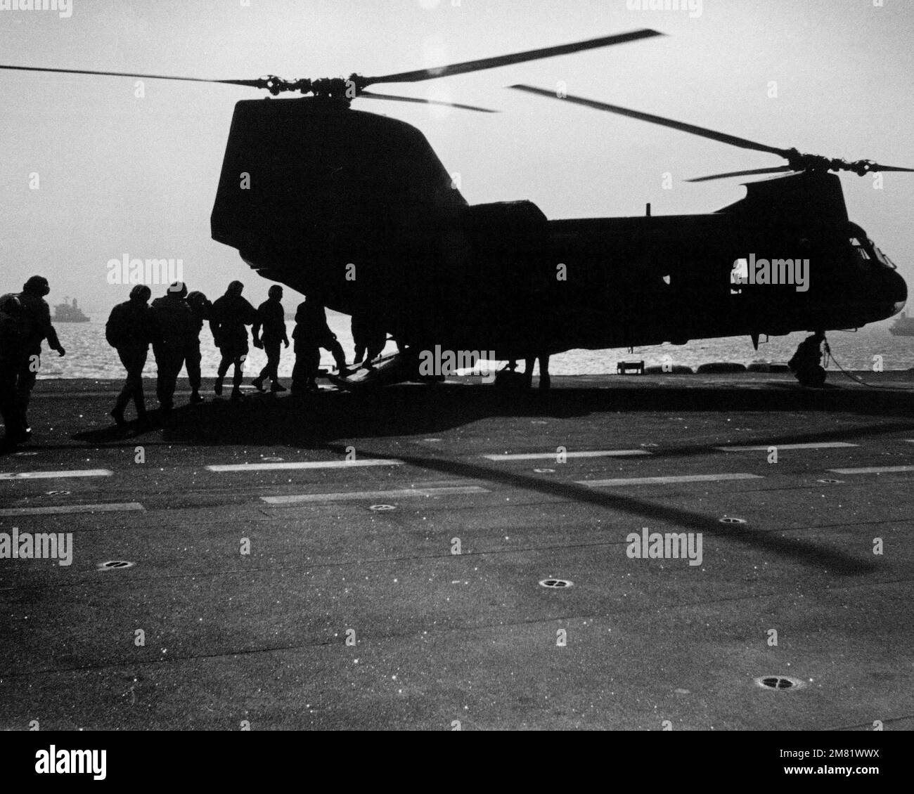 Troops aboard the amphibious assault ship USS BELLEAU WOOD (LHA 3 ...