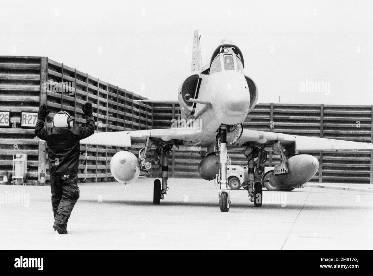 An A-4 Skyhawk aircraft, Fleet Composite Squadron Five (VC-5) lands ...