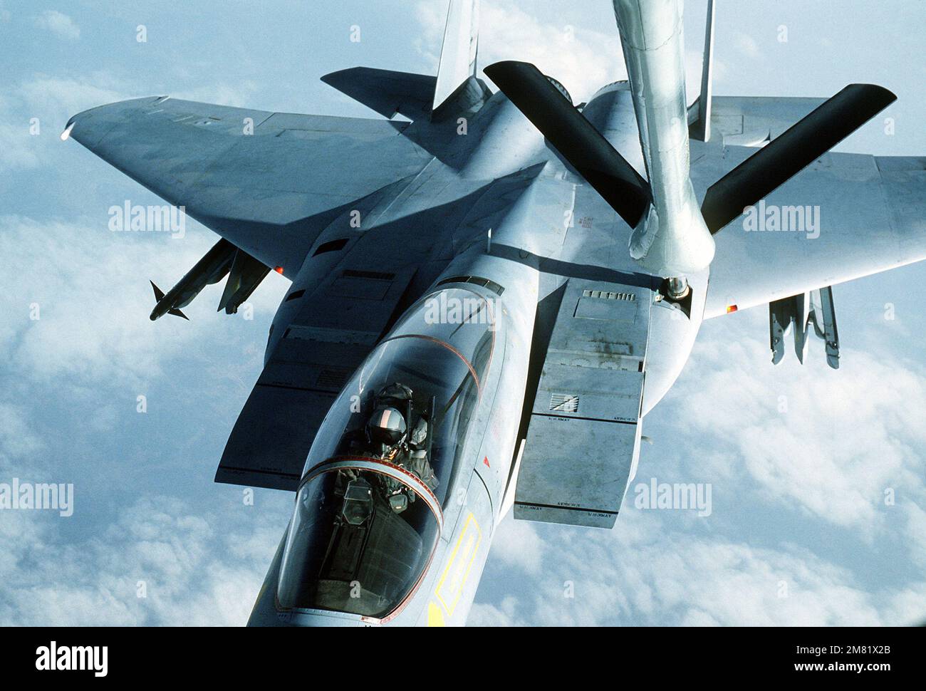 An air-to-air view from the boom operator's window of a 12th Tactical ...