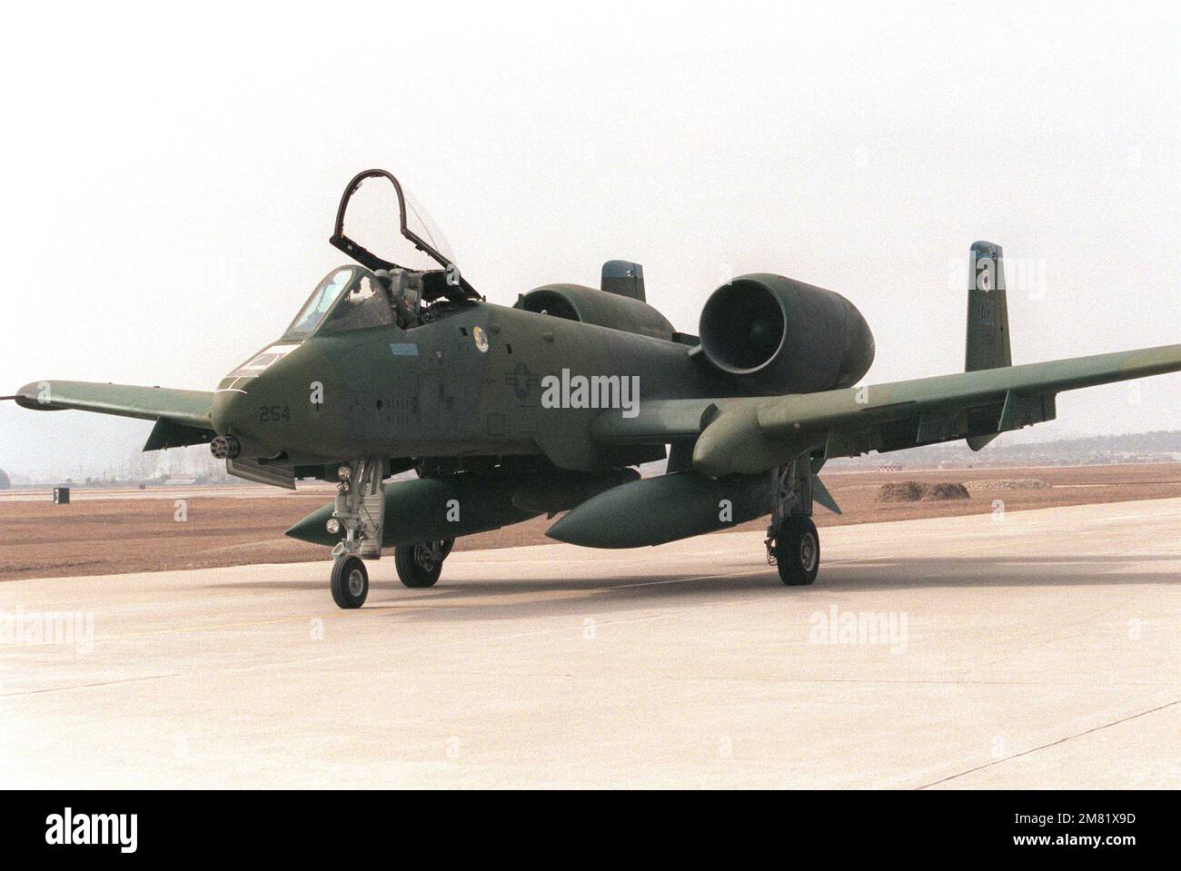Left front view of an A-10 Thunderbolt II aircraft in use during the ...