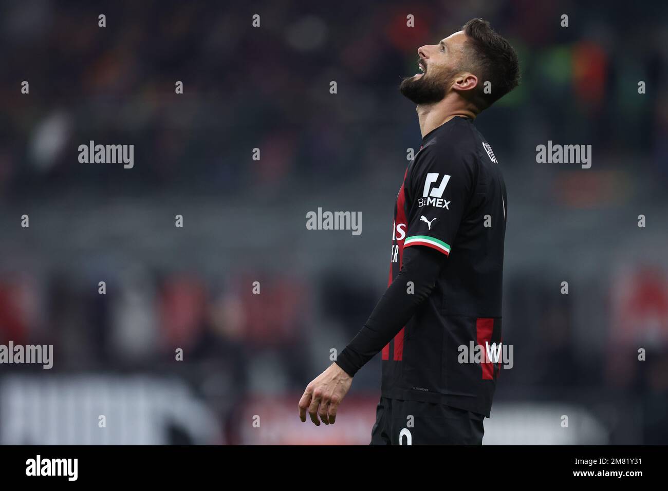 Olivier Giroud of Ac Milan looks dejected during the Coppa Italia match beetween Ac Milan and ...
