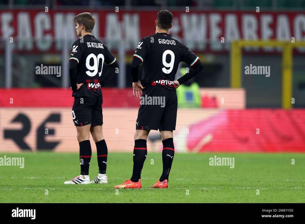 Charles De Ketelaere and Olivier Giroud of Ac Milan look dejected ...