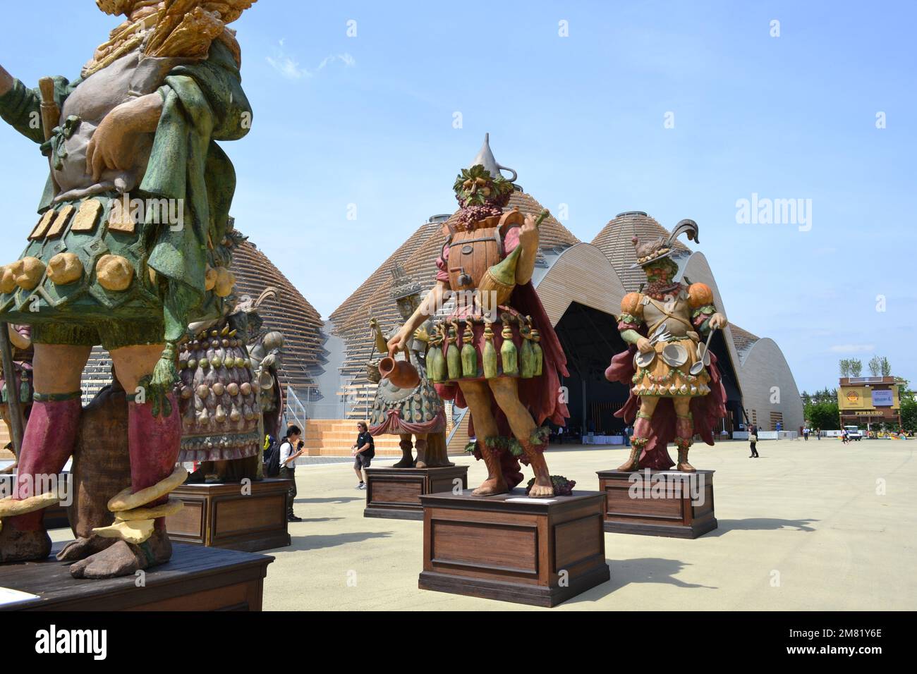 Statues of The Food People by Dante Ferretti placed at the entrance of ...