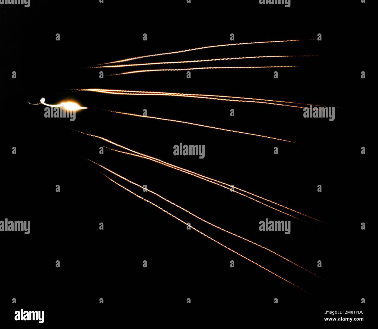 A time exposure of 10 Peacekeeper (LGM-118A) intercontinental ballistic ...