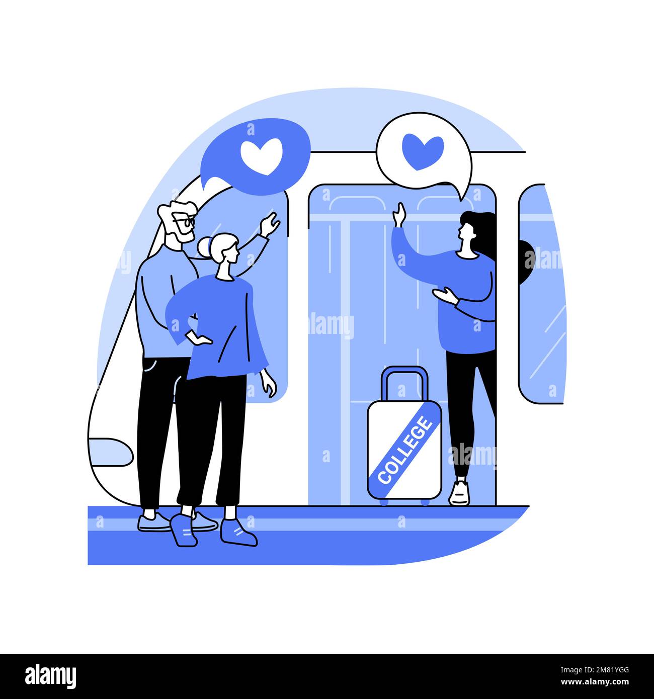 Saying goodbye to parents isolated cartoon vector illustrations Stock ...