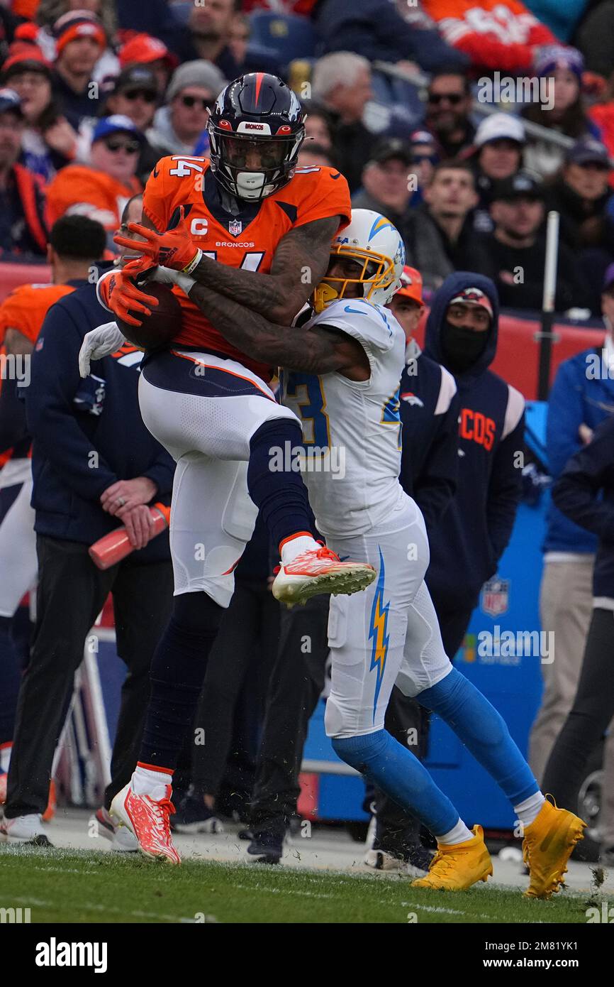 Denver Broncos wide receiver Courtland Sutton (14)against the Los ...
