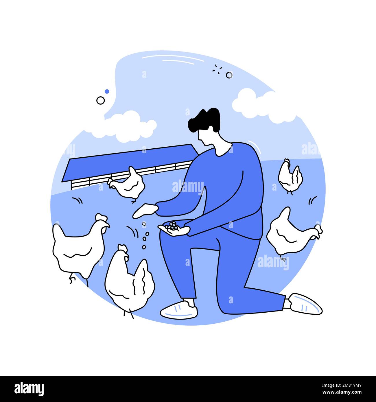 Cage-free animal living isolated cartoon vector illustrations Stock ...