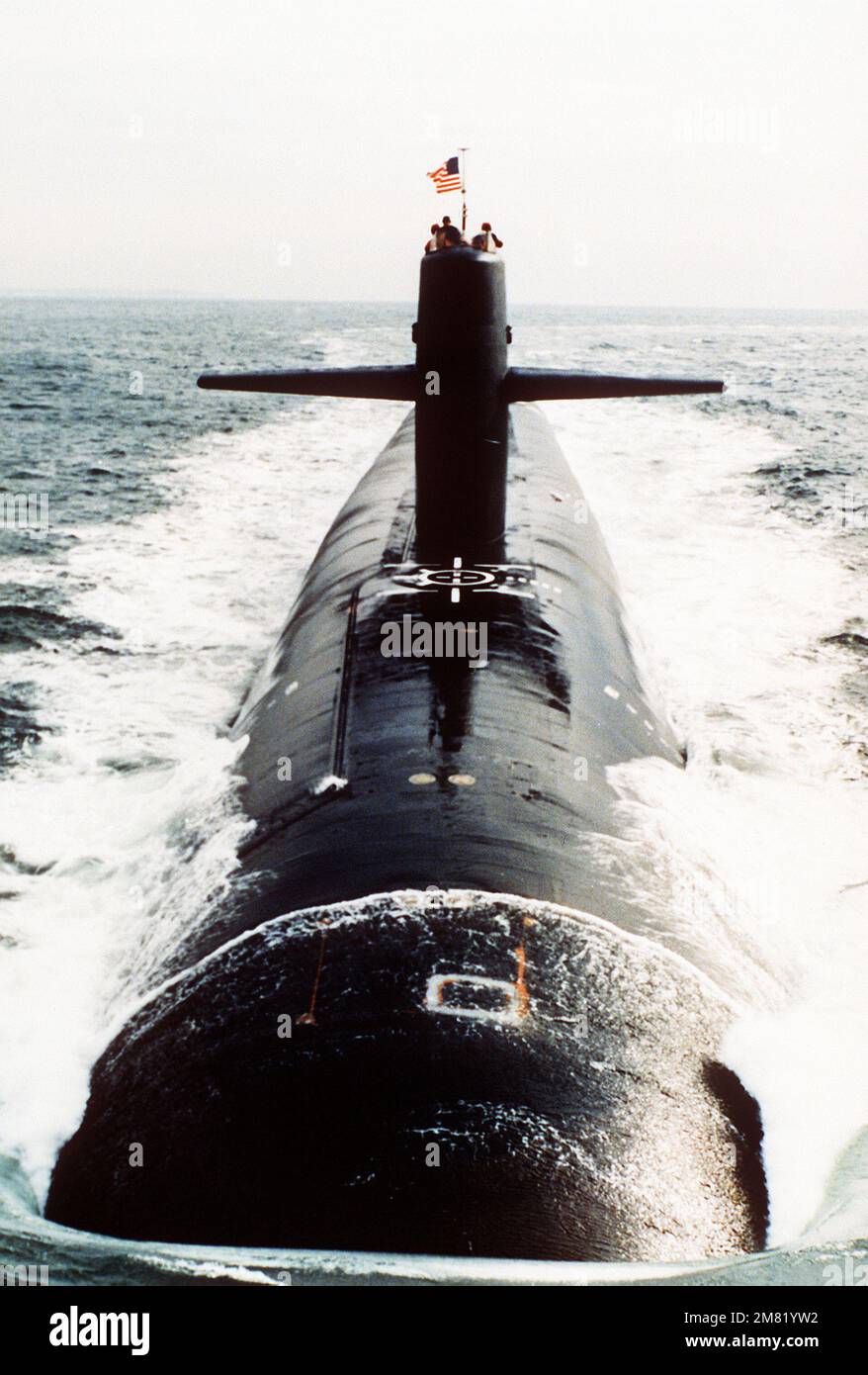 A bow view of the Ohio Class nuclear-powered ballistic missile ...