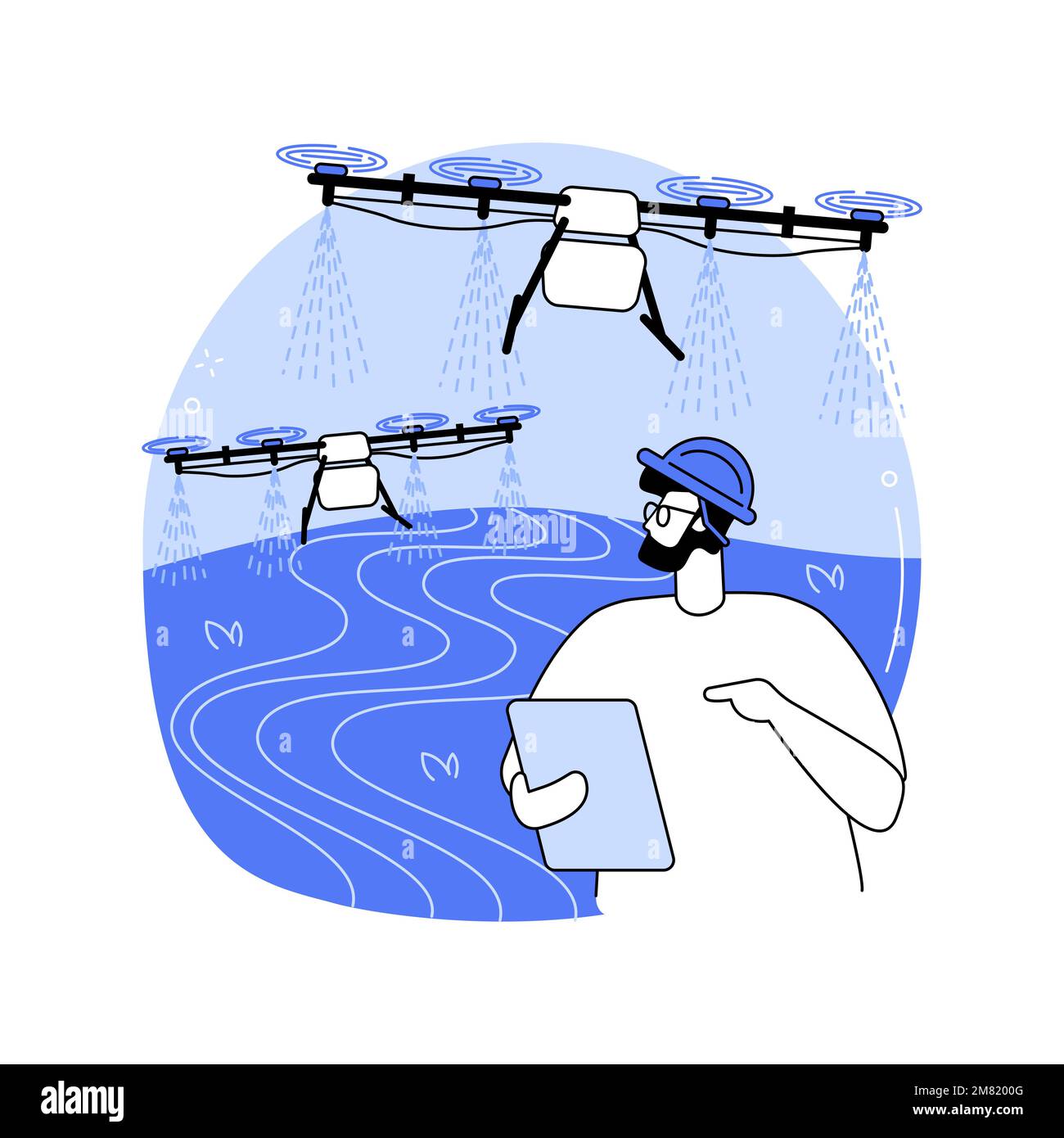 Spraying drone isolated cartoon vector illustrations Stock Vector Image ...