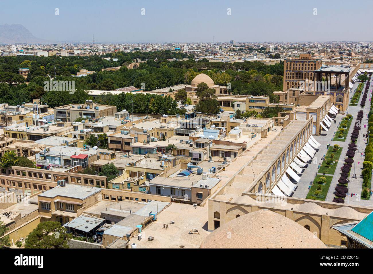 Aerial view of Isfahan with Ali Qapu Palace at Naqsh-e Jahan Square ...
