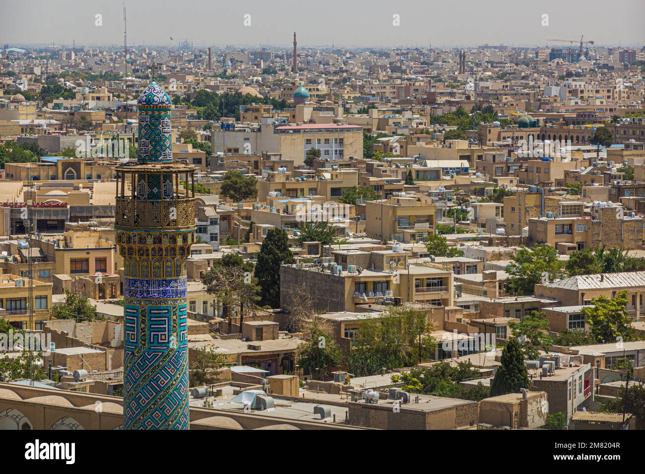 Aerial view of Isfahan with a minaret of the Shah Mosquen, Iran Stock ...