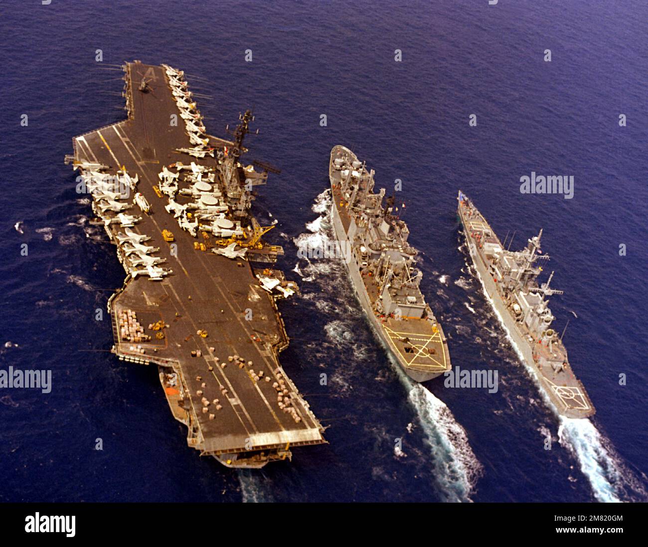 The aircraft carrier USS MIDWAY (CV-41) and the nuclear-powered guided ...