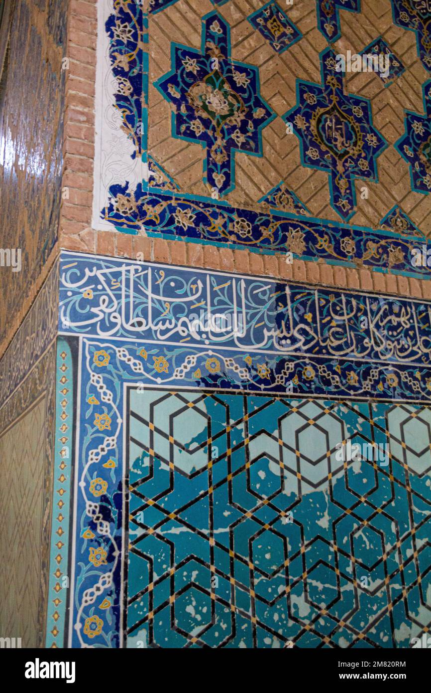 Detail of tiles of the Blue mosque in Tabriz, Iran Stock Photo - Alamy