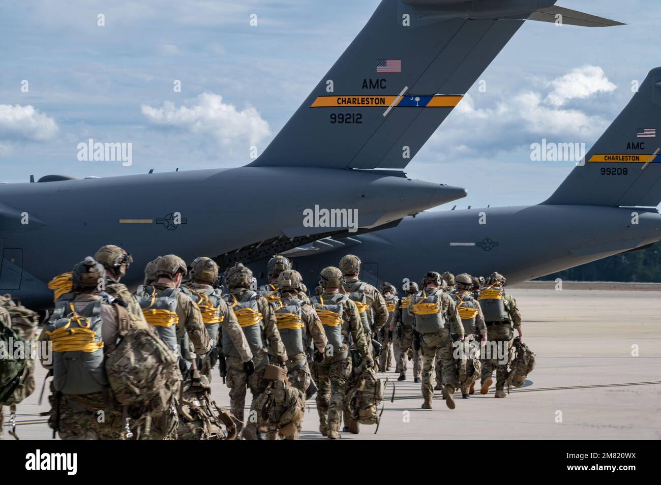 Special Tactics operators prepare to load onto a C-17 Globemaster III ...