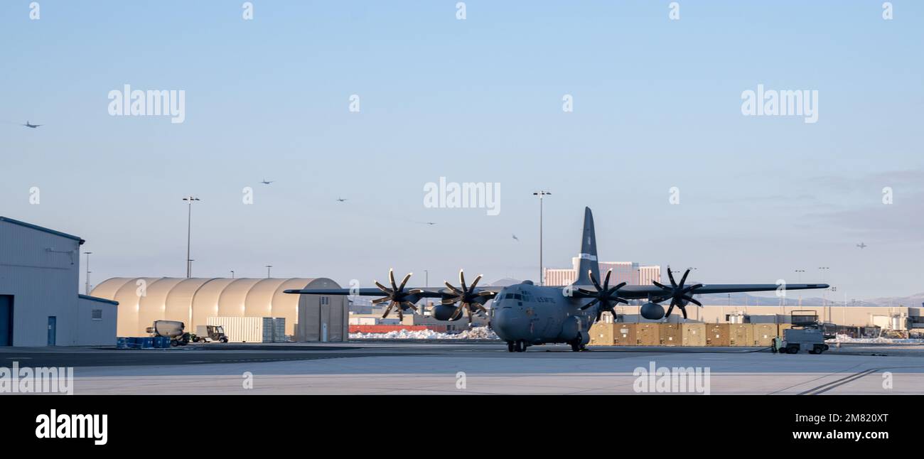 Four C-130 Hercules aircraft from the 152nd Airlift Wing (AW), 153rd AW ...