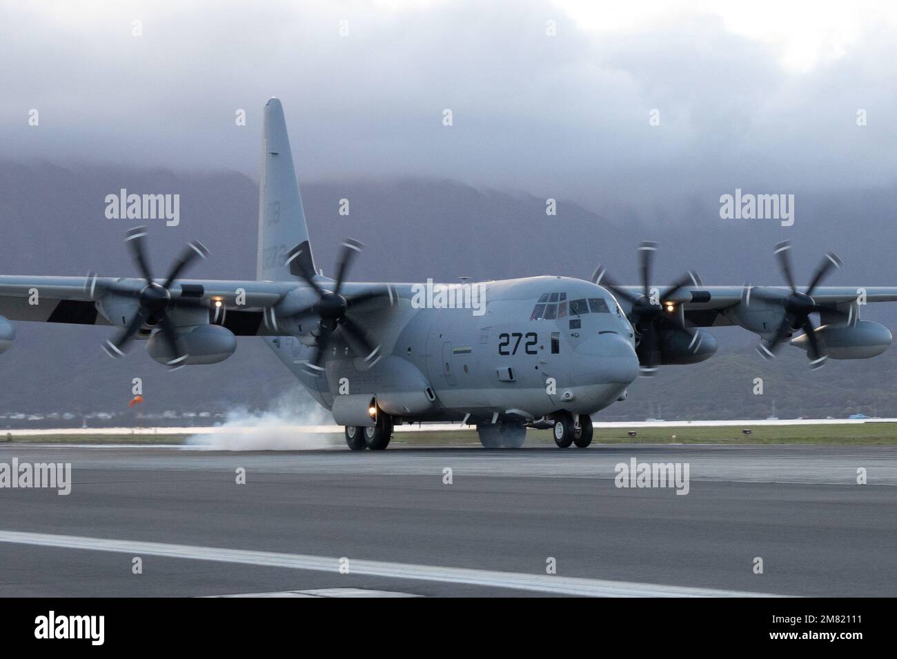 A U.S. Marine Corps KC-130J aircraft assigned to Marine Aerial Refueler ...