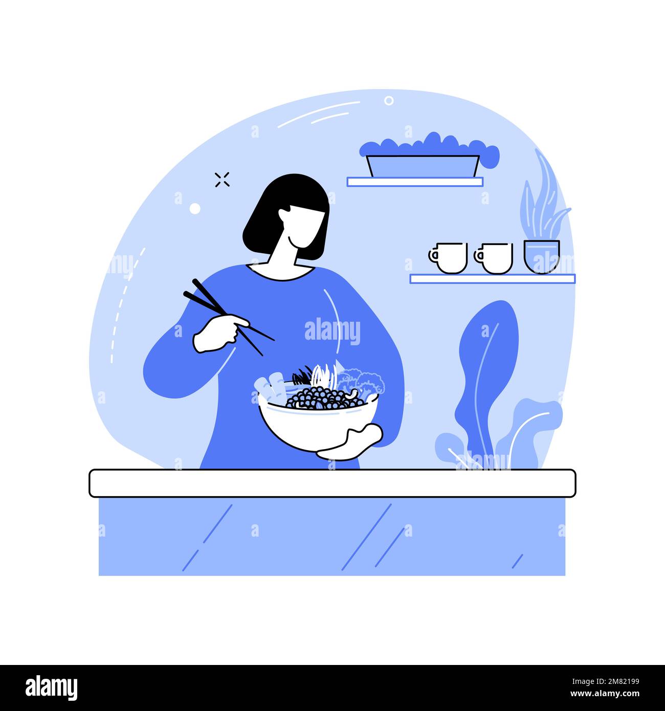 Poke bowls isolated cartoon vector illustrations Stock Vector Image ...