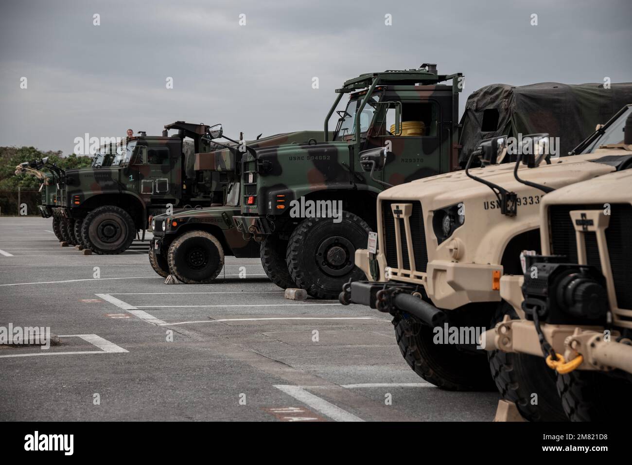 U.S. Marines with 3rd Marine Logistics Group (MLG) stage tactical ...
