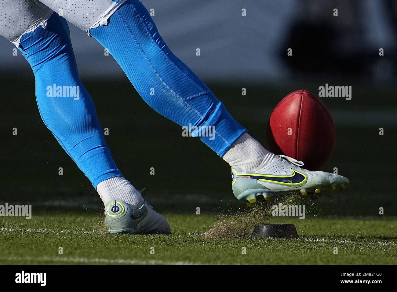Los Angeles Chargers place kicker Cameron Dicker (15) against the ...