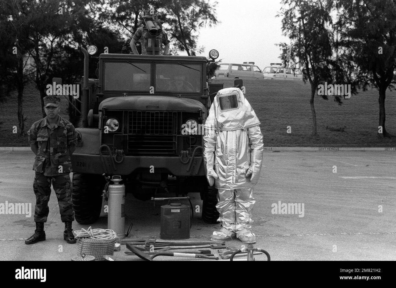 Marines display nuclear, biological, and chemical (NBC) gear during the ...