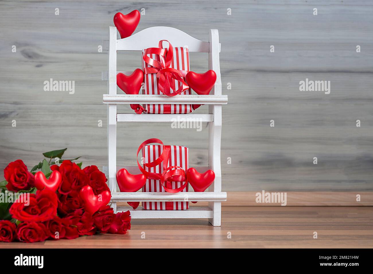 Happy Valentine's Day. Valentine banner. Valentine. box with small red ...