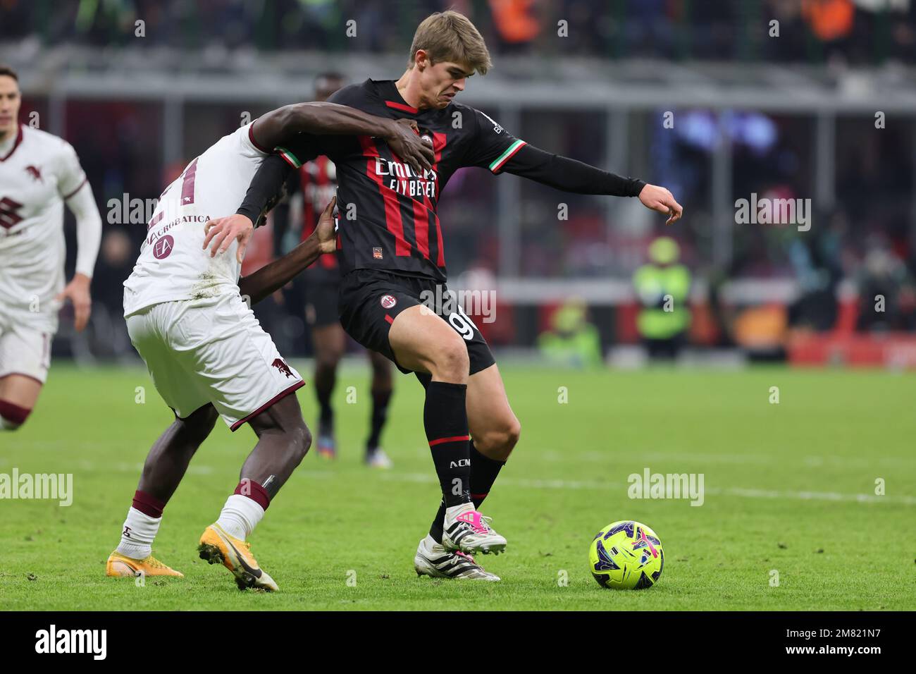 Charles De Ketelaere of AC Milan in action during Coppa Italia 2022/23 ...