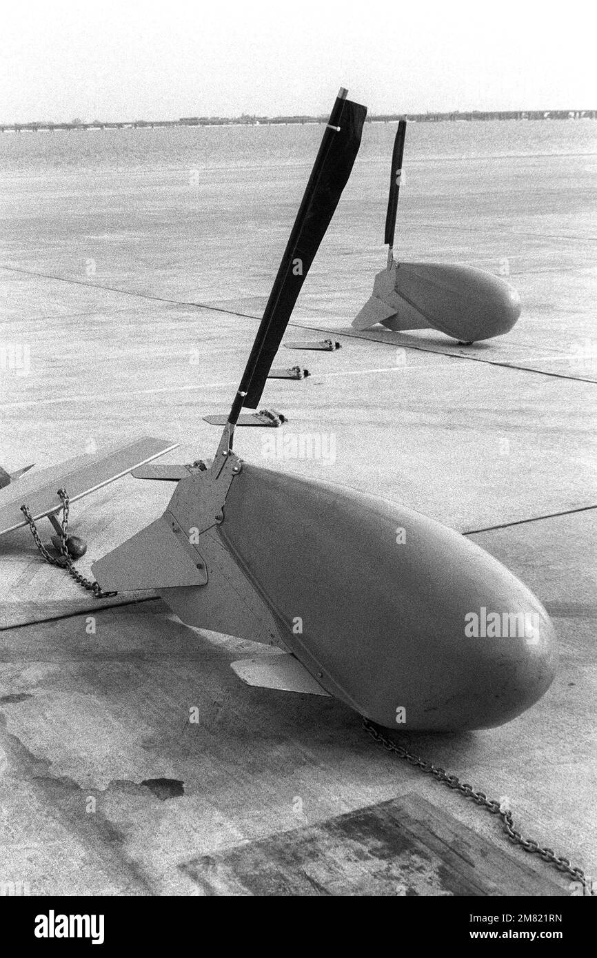 A minesweeping device on the flight line prior to a minesweeping ...