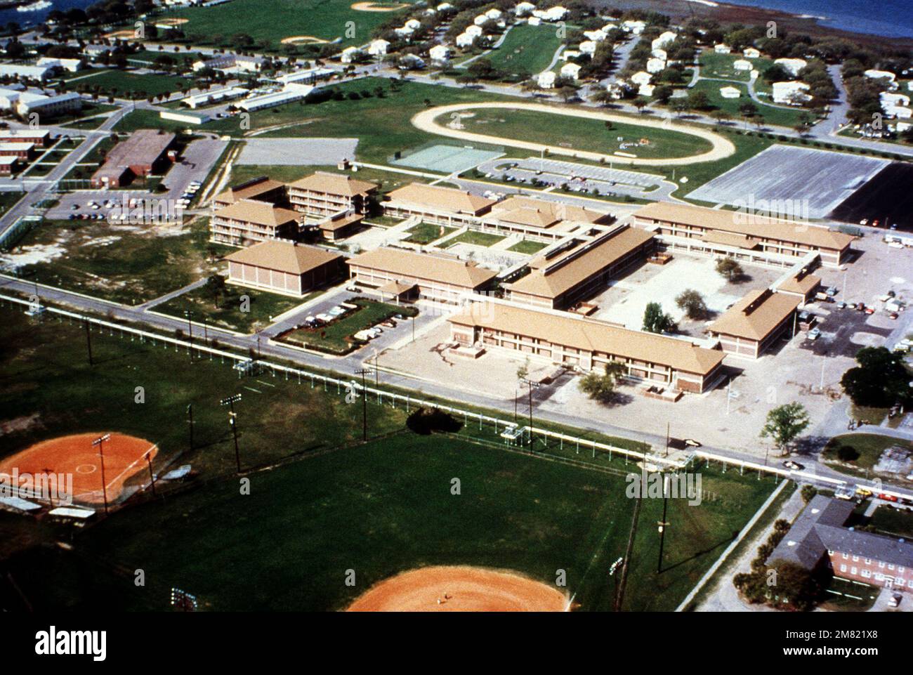 An aerial view of Woman Recruit Training Command facilities at the ...