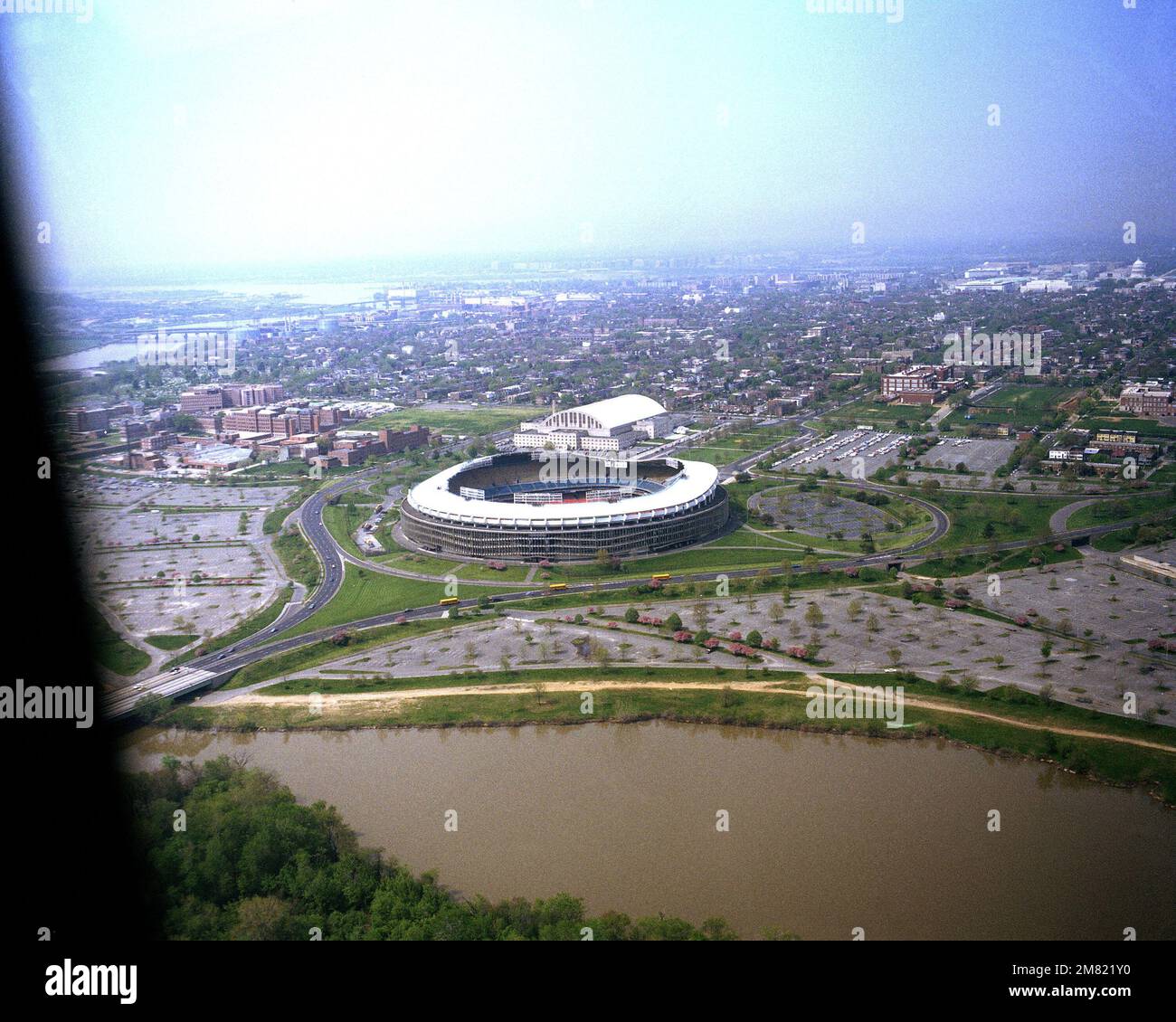 An aerial view of Robert F. Kennedy Memorial Stadium. Base: Washington ...